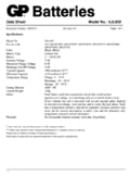 Technical Specifications GP Batteries